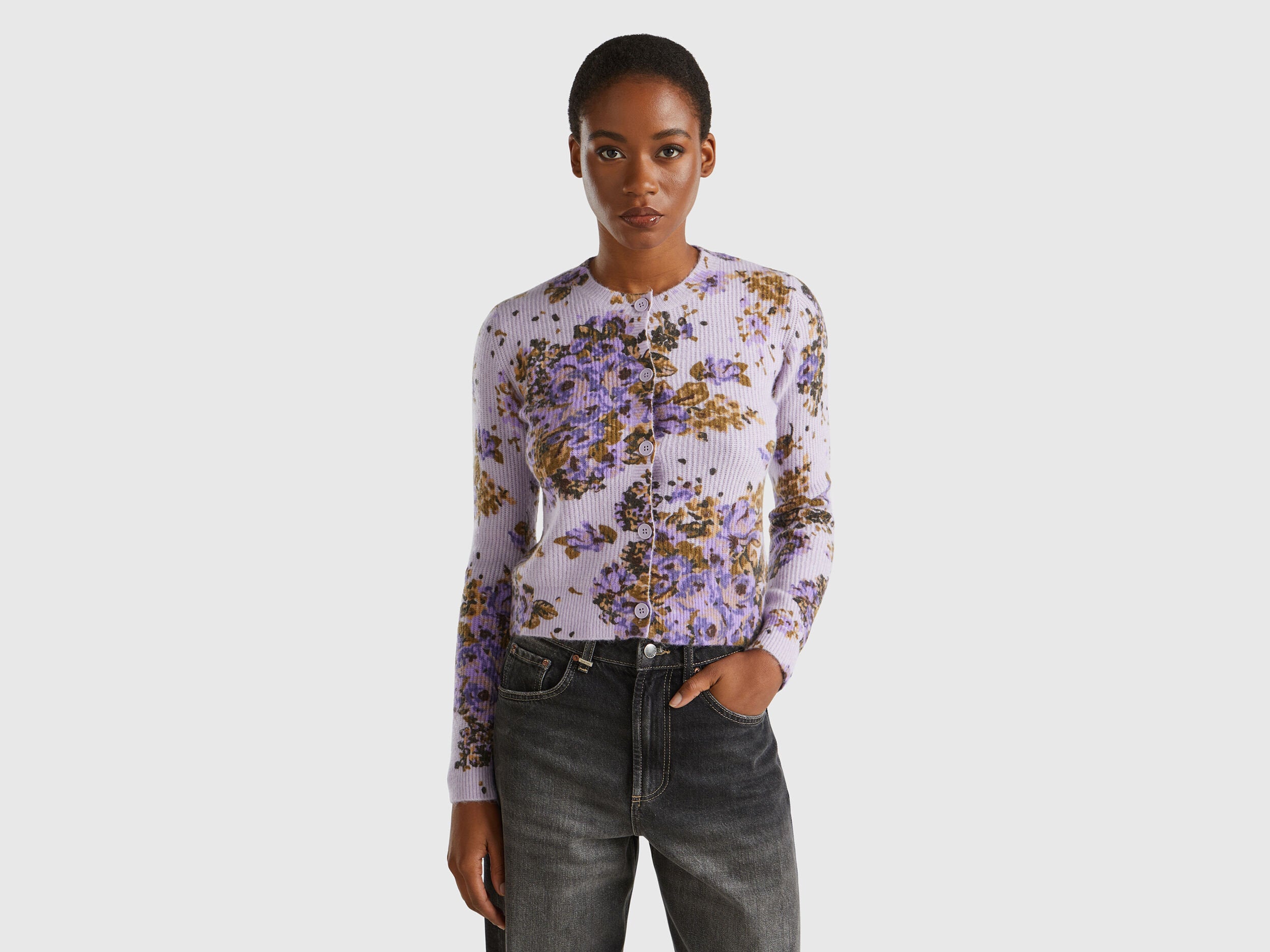 Floral Cardigan in Recycled Yarn - BEVAVA – Benetton in Kuwait
