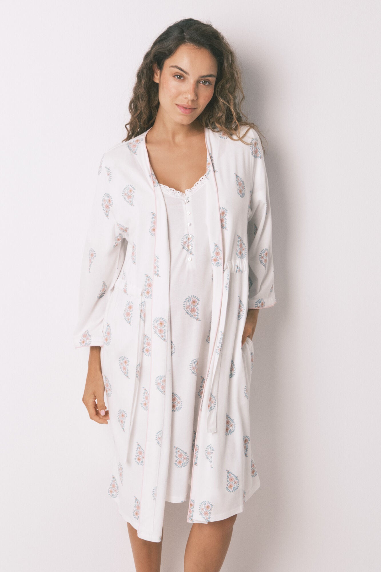 Buy Long "Maternity" Robe with Ivory Stamp Print – Women Secret in Kuwait