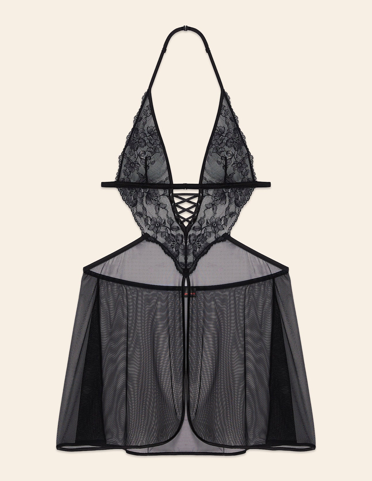 Buy Privé - Black Cross Lace and Net Babydoll with Satin Lacing ...