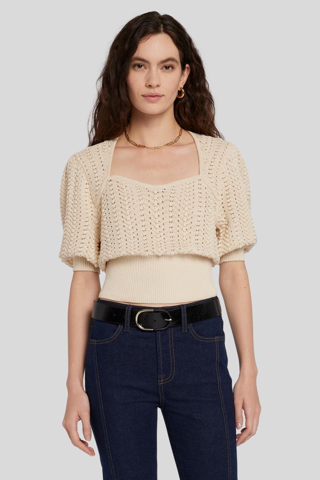 Portrait Neck Top Pointelle Bone - BEVAVA – 7 For All Mankind in Kuwait