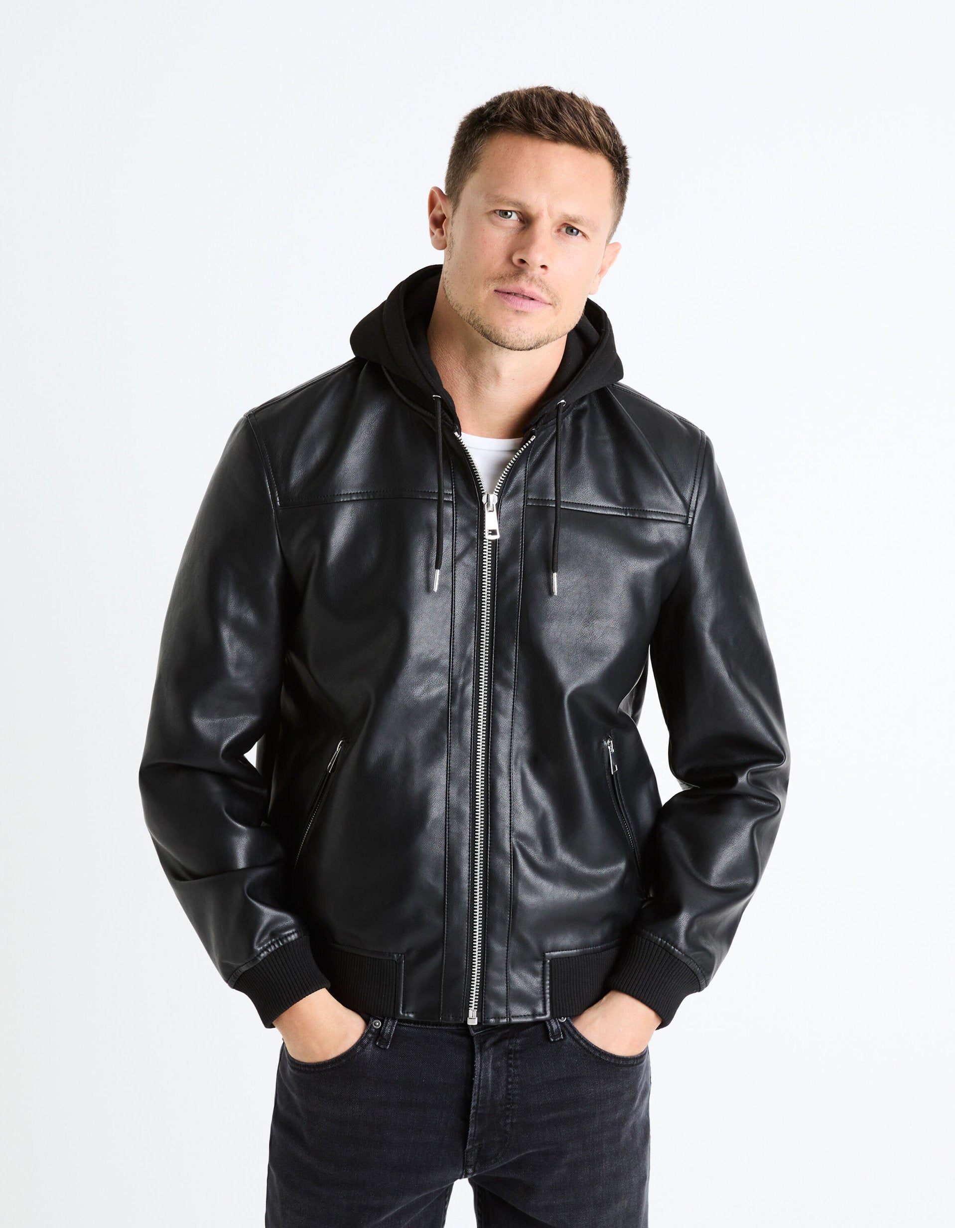 Fleece Hooded Biker Jacket - BEVAVA – Celio in Kuwait